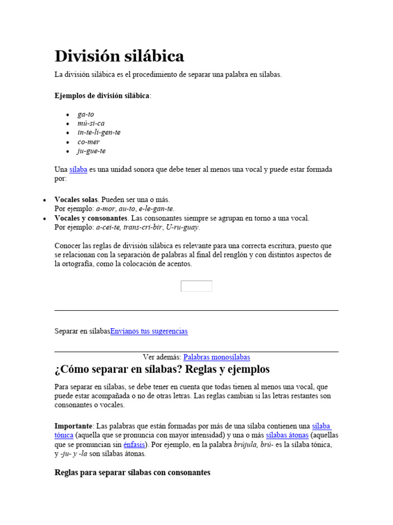 División Silábica | PDF | Sílaba | Vocal