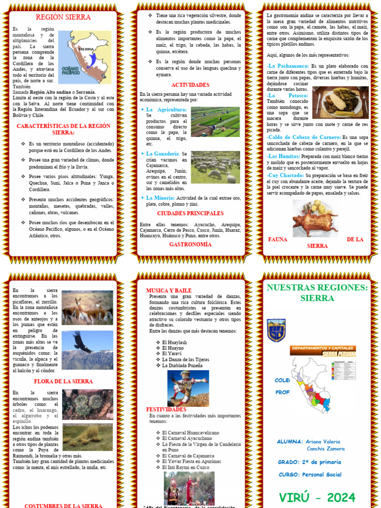 Triptico Region Sierra | PDF | Andes | Alimentos