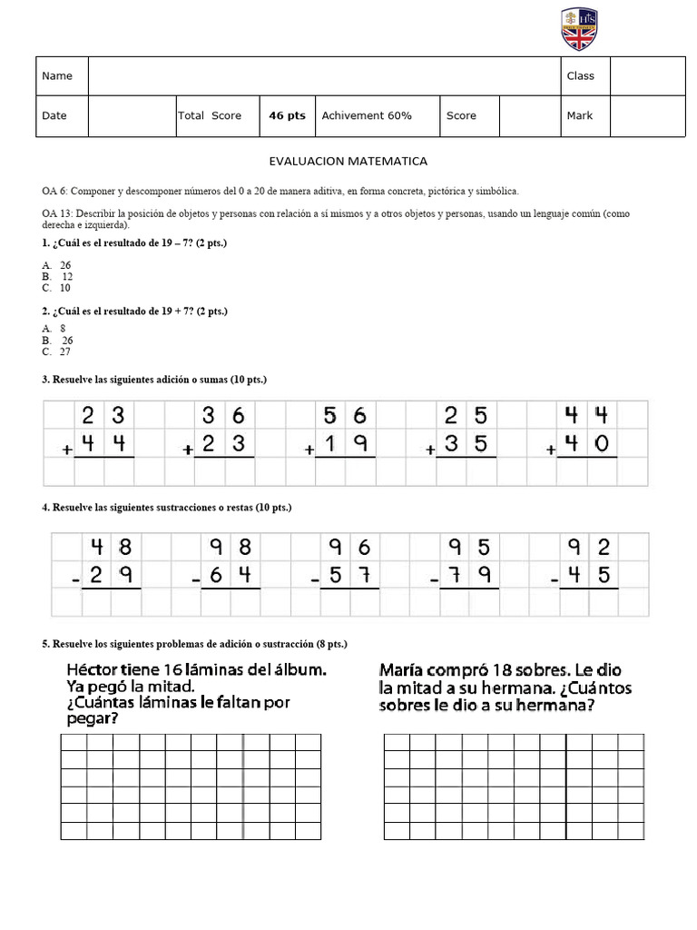 Eval Mat 2º 24 07 | PDF