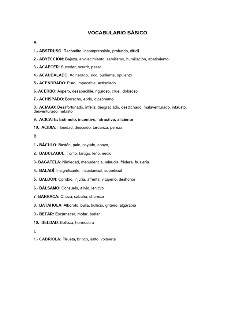 Vocabulario Bàsico Pdf