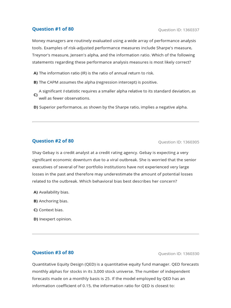 FRM-Mock Exam 1 | PDF | Financial Risk | United States Treasury Security