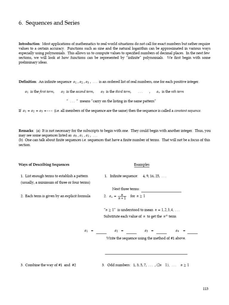 Sequences and Series | PDF | Sequence | Summation