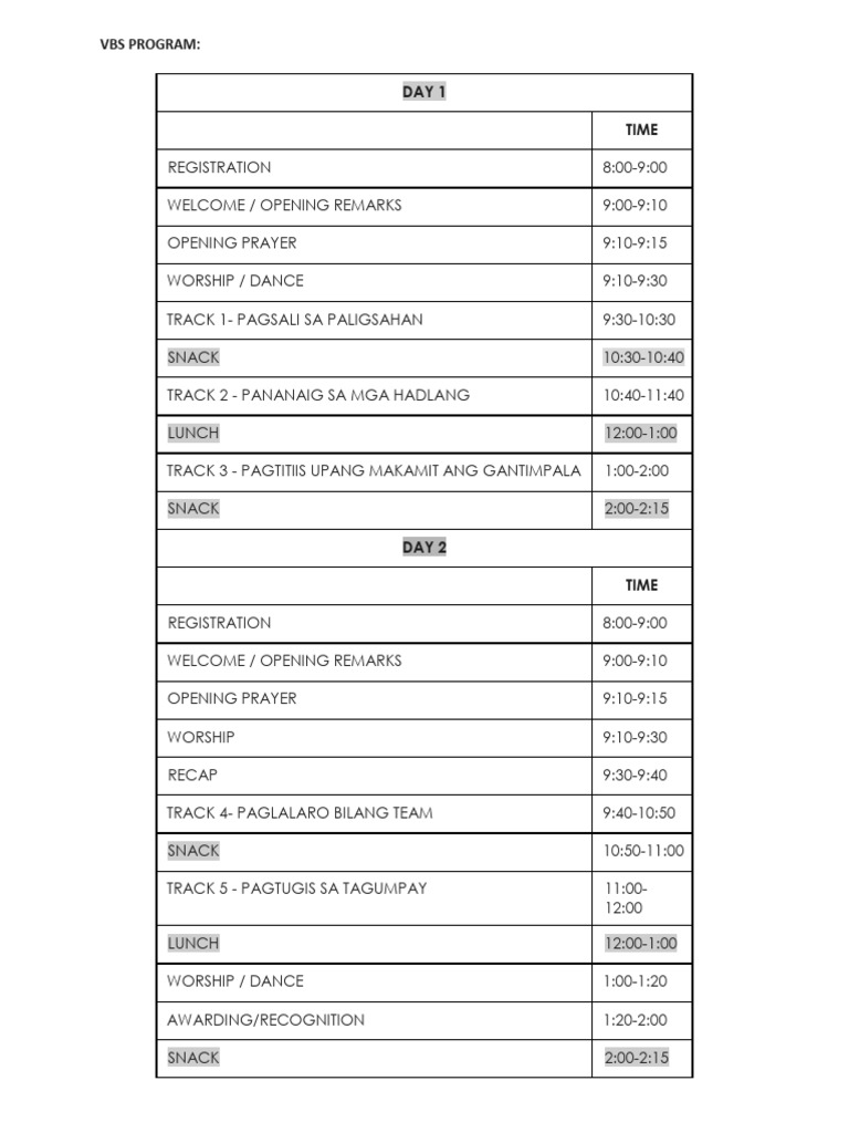 Summarized Manual - VBS Athletics | PDF