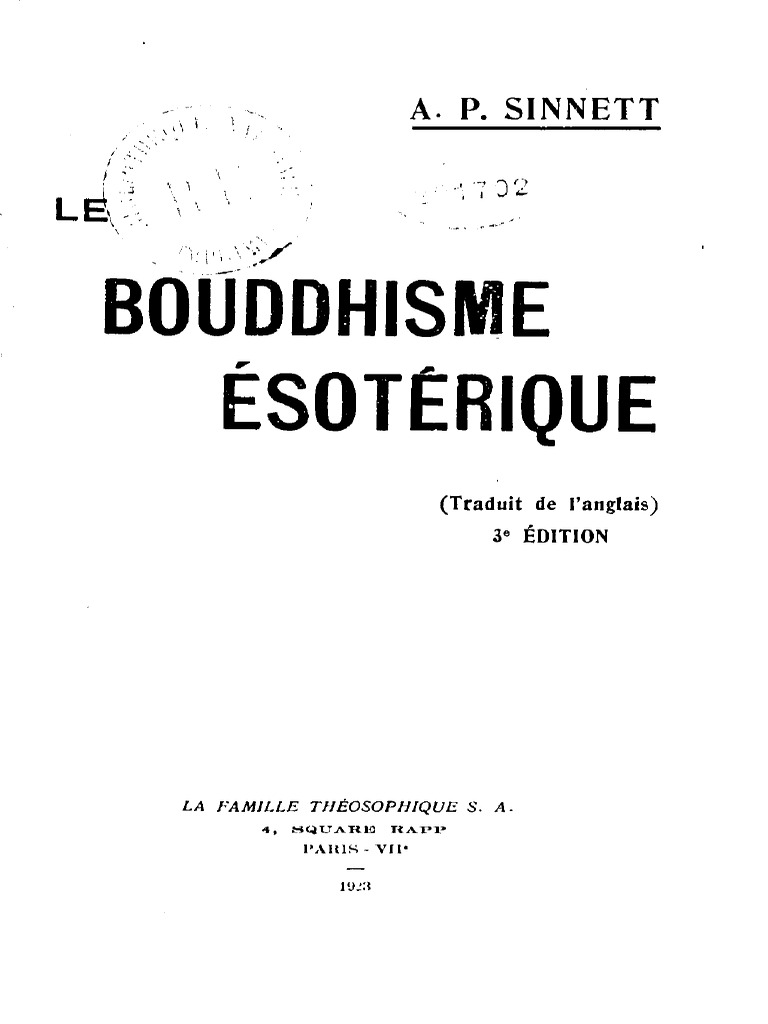 Le Bouddhisme Esoterique AP Sinnett | PDF