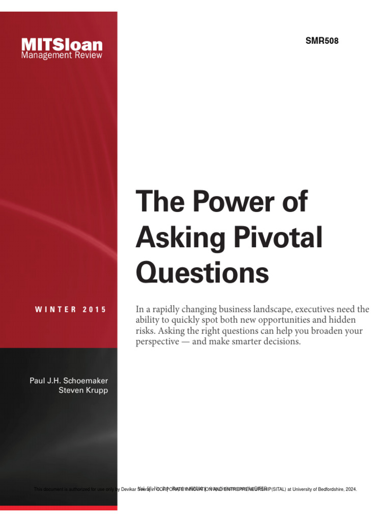 The Power of Asking Pivotal Questions | PDF | Entrepreneurship ...