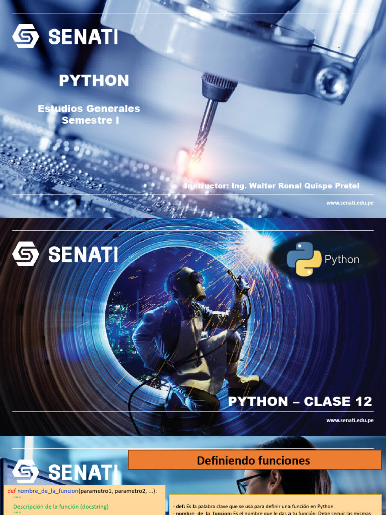 Senati - Python - Clase 12 | PDF | Python (lenguaje de programación) | Función (Matemáticas)