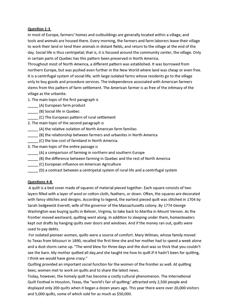 Reading Comprehension Practice | PDF | Scuba Diving | Breathing