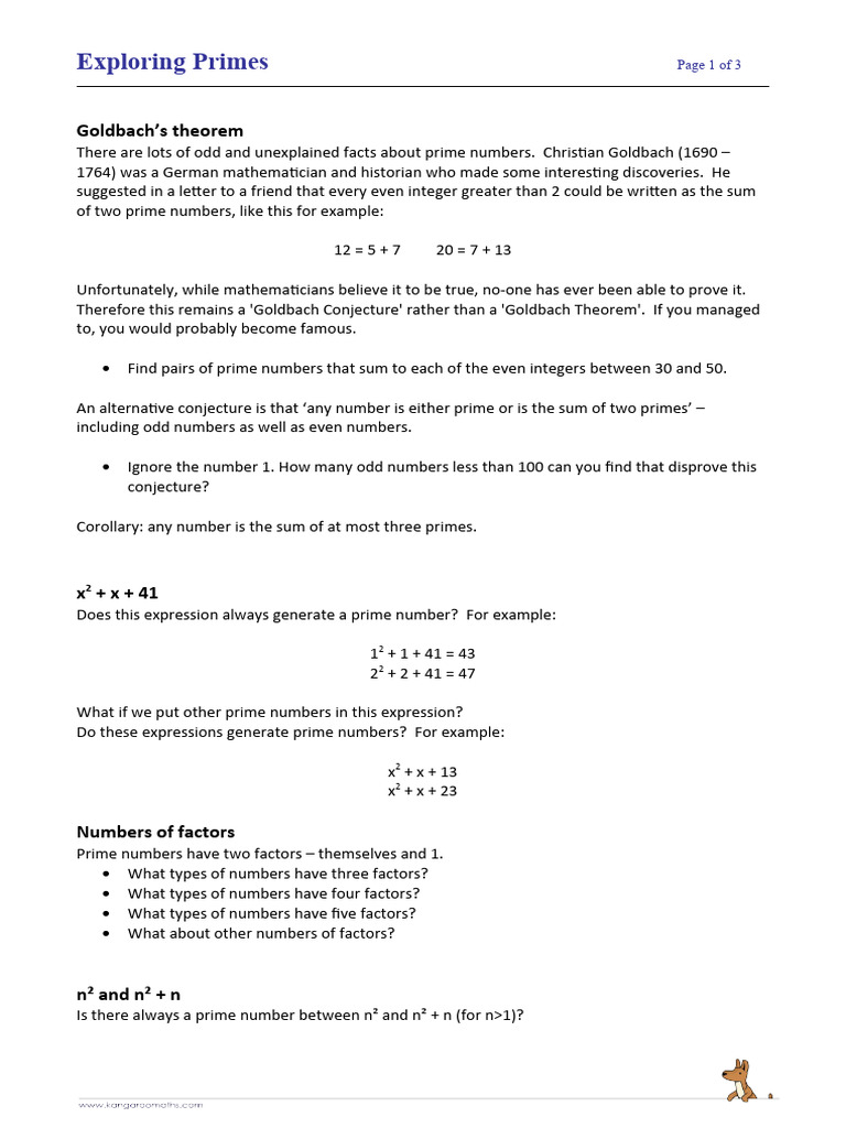 Exploring Primes | PDF | Prime Number | Numbers