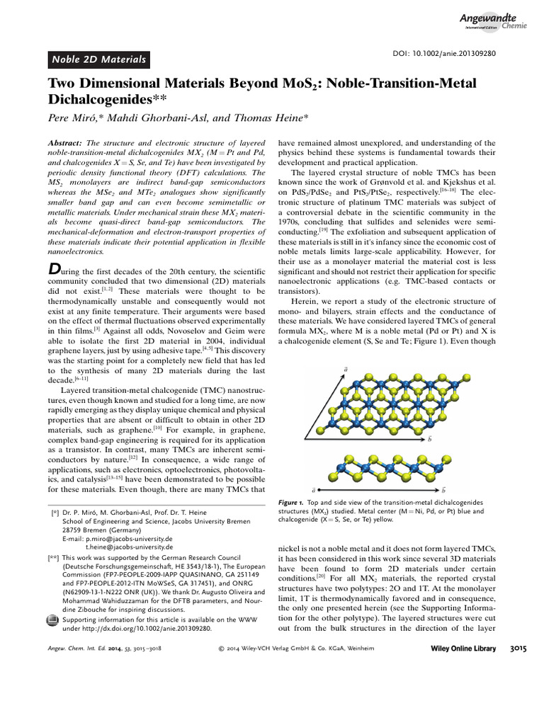 Two Dimensional Materials Beyond MoS2 Noble-Transition-Metal | PDF ...