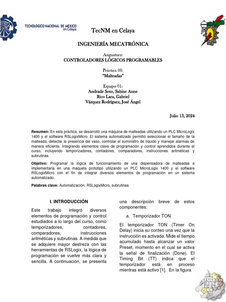 2024.0.7.13.PLCb - Eq01 - Rep08 | PDF | Controlador lógico programable | Programación de ...
