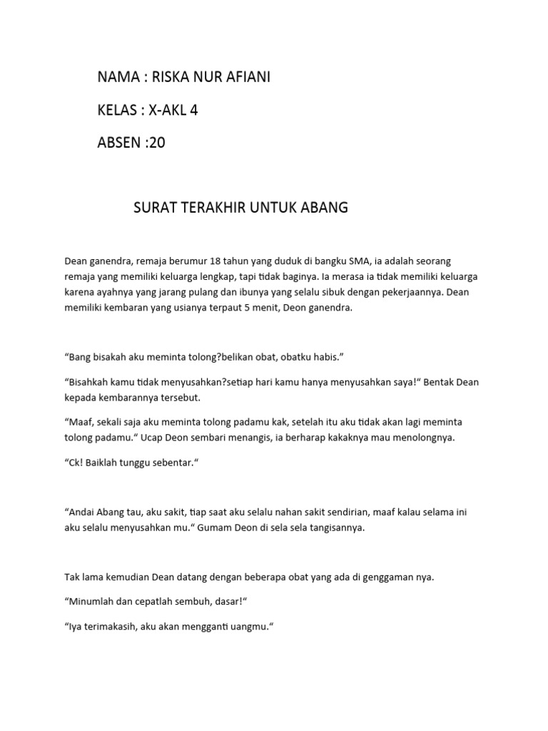 Surat Terakhir Untuk Abang | PDF