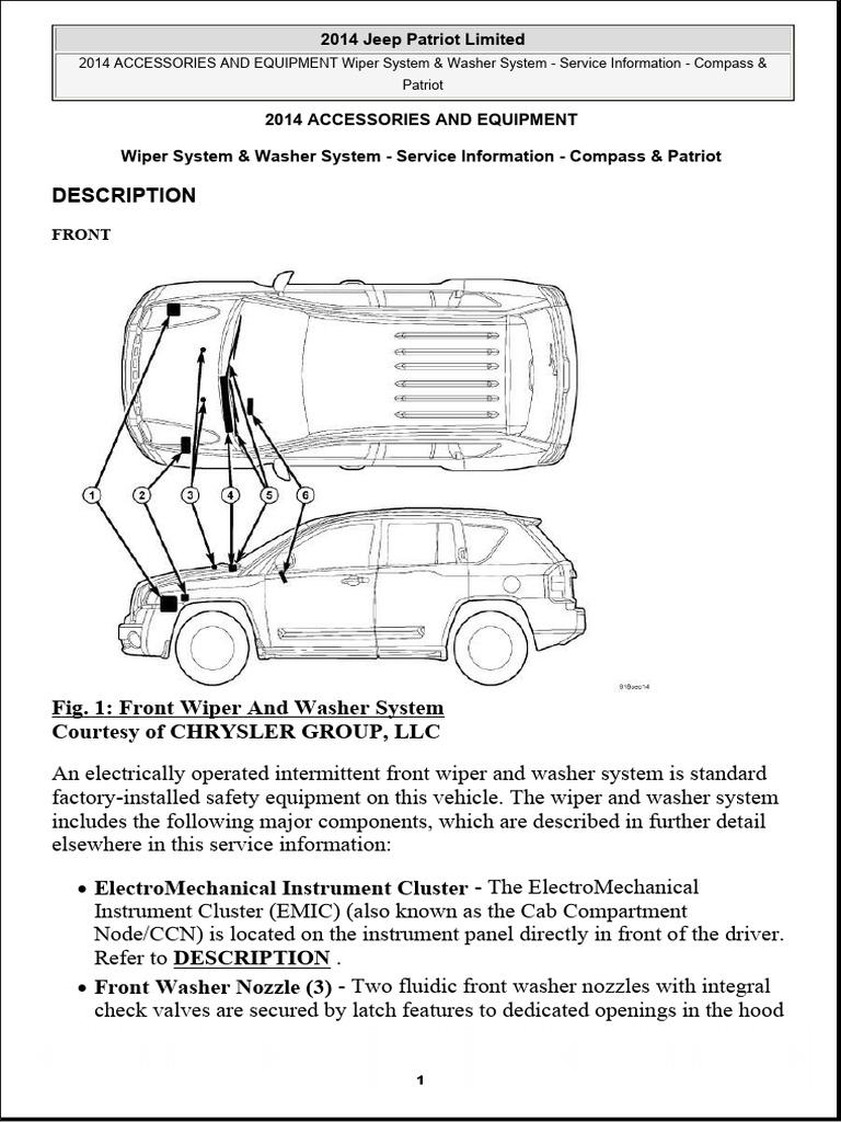 2014 ACCESSORIES AND EQUIPMENT Wiper System & Washer System - Service ...