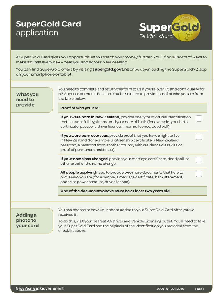 SuperGold Card Application - SGC01 | PDF | Identity Document ...