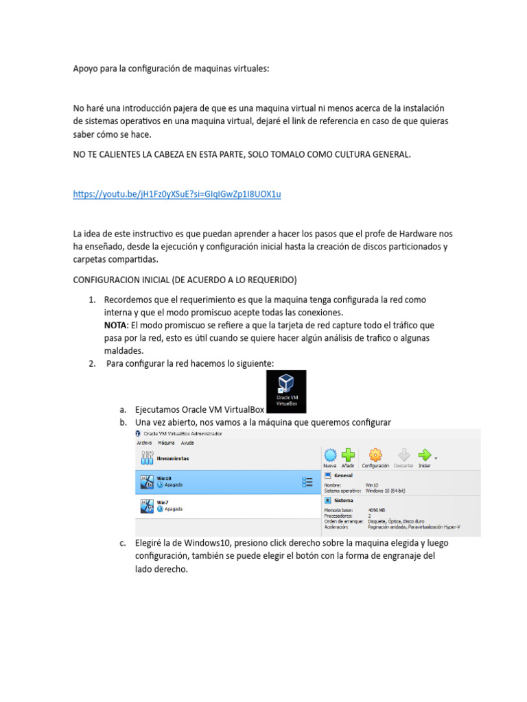 Apoyo para La Configuración de Maquinas Virtuales | PDF | Dirección IP | Ventana (informática)