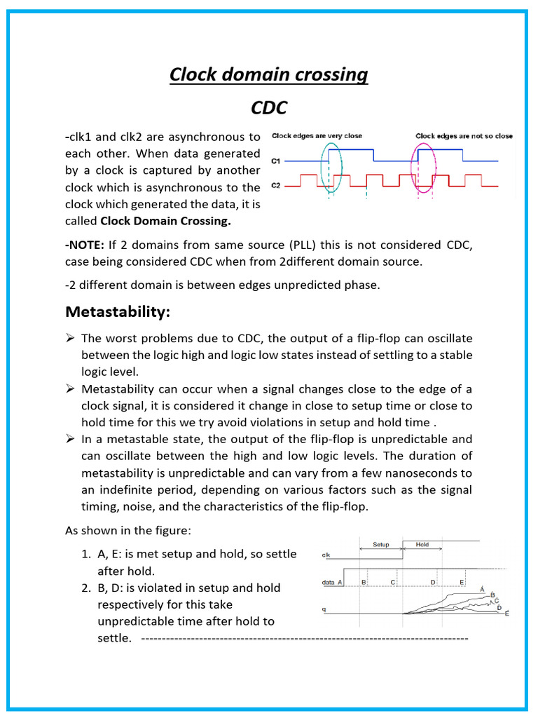 Clock domain crossing | PDF | Logic Gate | Digital Technology