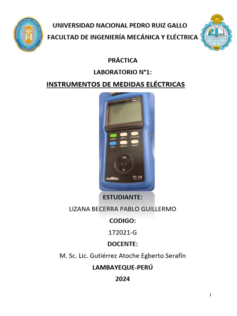 Laboratorio - N°1-Circuitos - Electricos - Ii-Lizana Becerra Pablo Guillermo-2024-I | PDF ...
