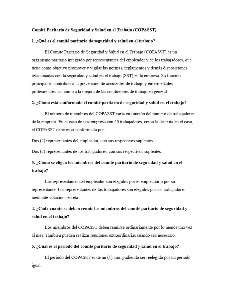 Guía del COPASST: Funciones y Estructura | PDF | Crecimiento personal y ...