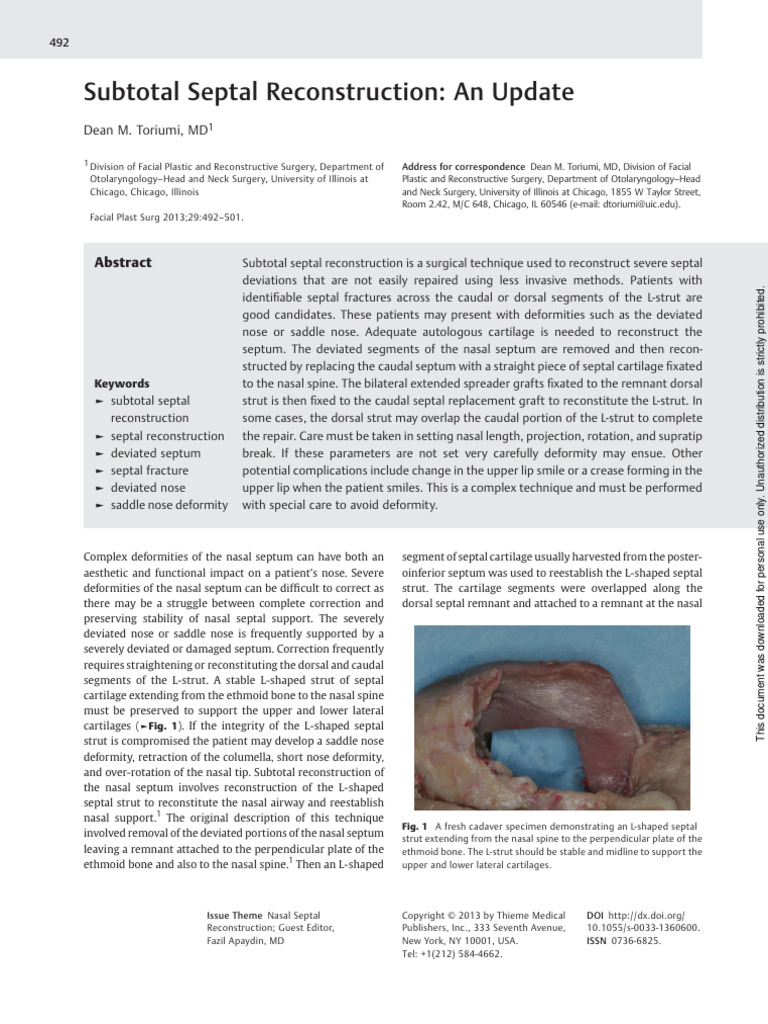 Toriumi Septal Recon 2013 | PDF | Human Nose | Otorhinolaryngology