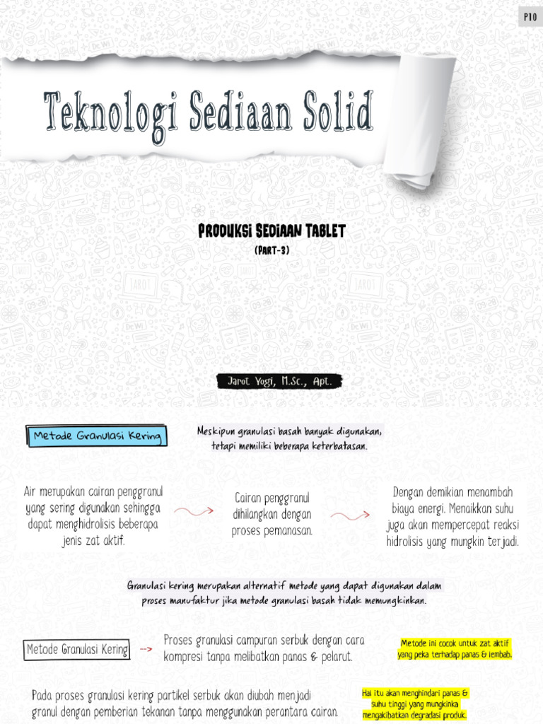 Teknologi Sediaan Solid - (10) Produksi Sediaan Tablet (Part-3) | PDF