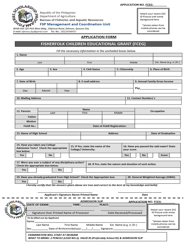 Bfar-Fsp - Fisherfolk Children Educational Grant (Fceg) - Application ...