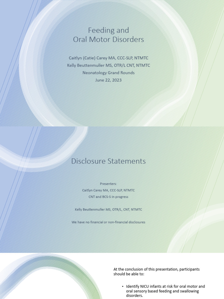 NICU Feeding and Oral Motor Disorders | PDF | Preterm Birth | Clinical ...