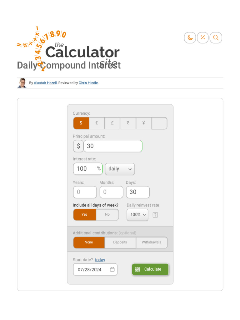 Daily Compound Interest Calculator | PDF | Interest | Compound Interest