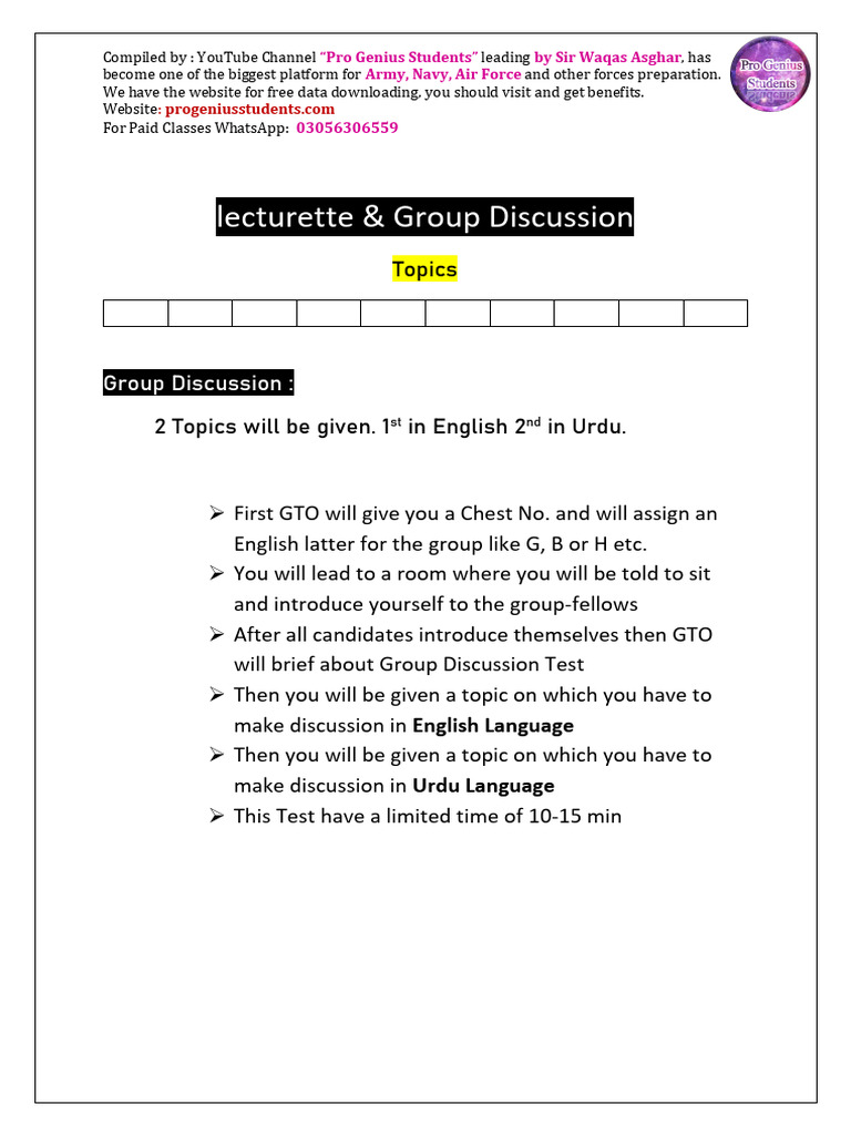 ISSB Lecturette & Group Discussion Topics | PDF | Social Media ...