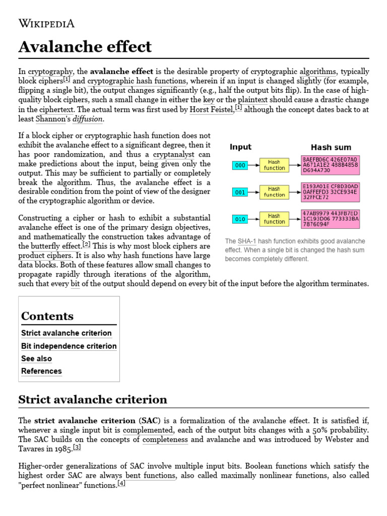 Avalanche Effect - Wikipedia | PDF | Cryptography | Applied Mathematics