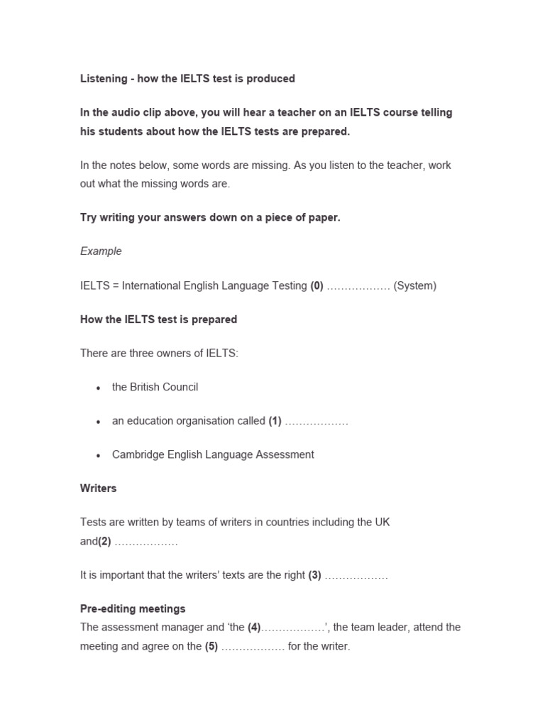 IELTS Test Production Process | PDF