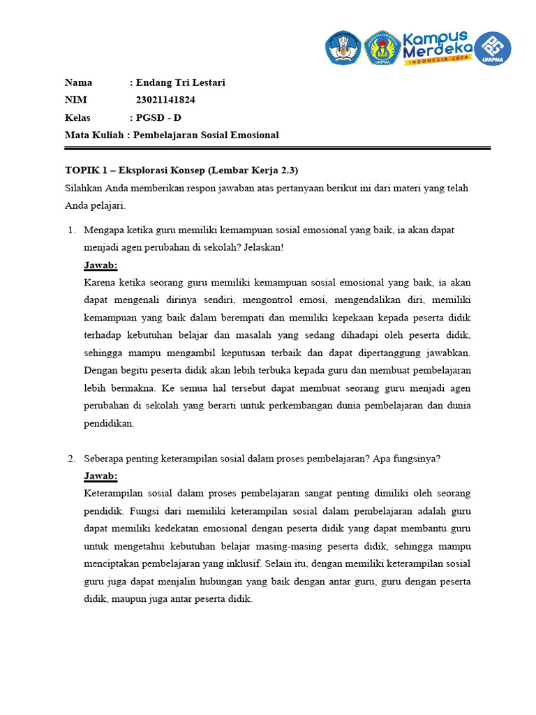 Endang Tri Lestari - PSE - Topik 2 - Eksplorasi Konsep (Lembar Kerja 2. ...