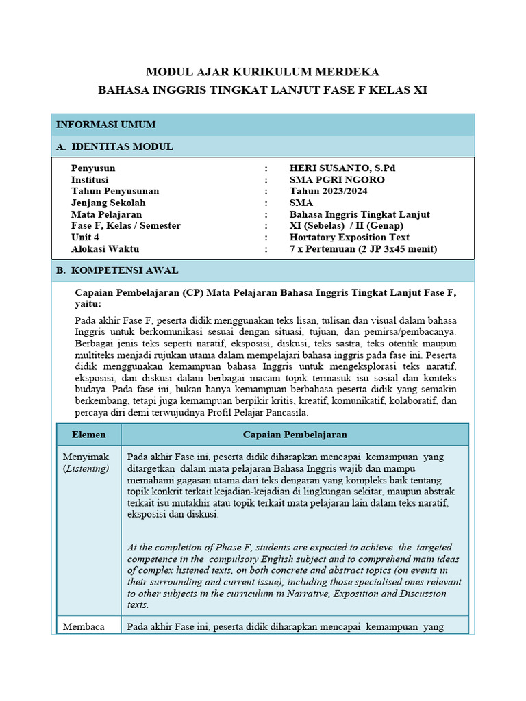 Modul Ajar Kurikulum Merdeka | PDF