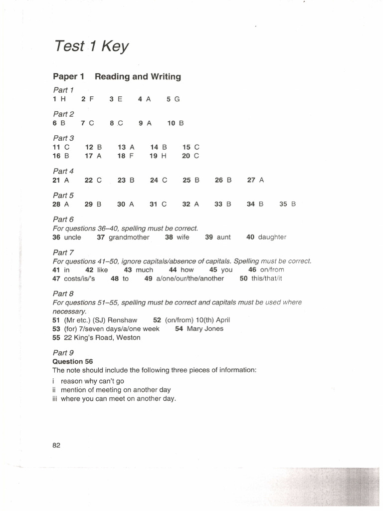 KET 2 - Answers | PDF