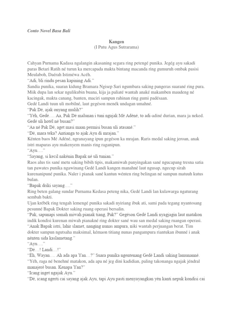 Conto Novel Basa Bali | PDF