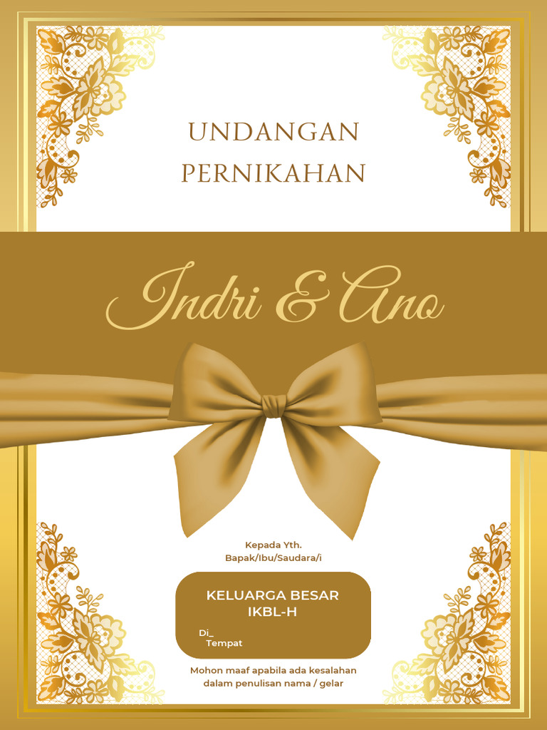 Emas Putih Cokelat Profesional Konsep Undangan Resepsi Pernikahan ...
