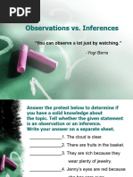 Observation Vs Inference Notes and Worksheet | PDF | Observation ...