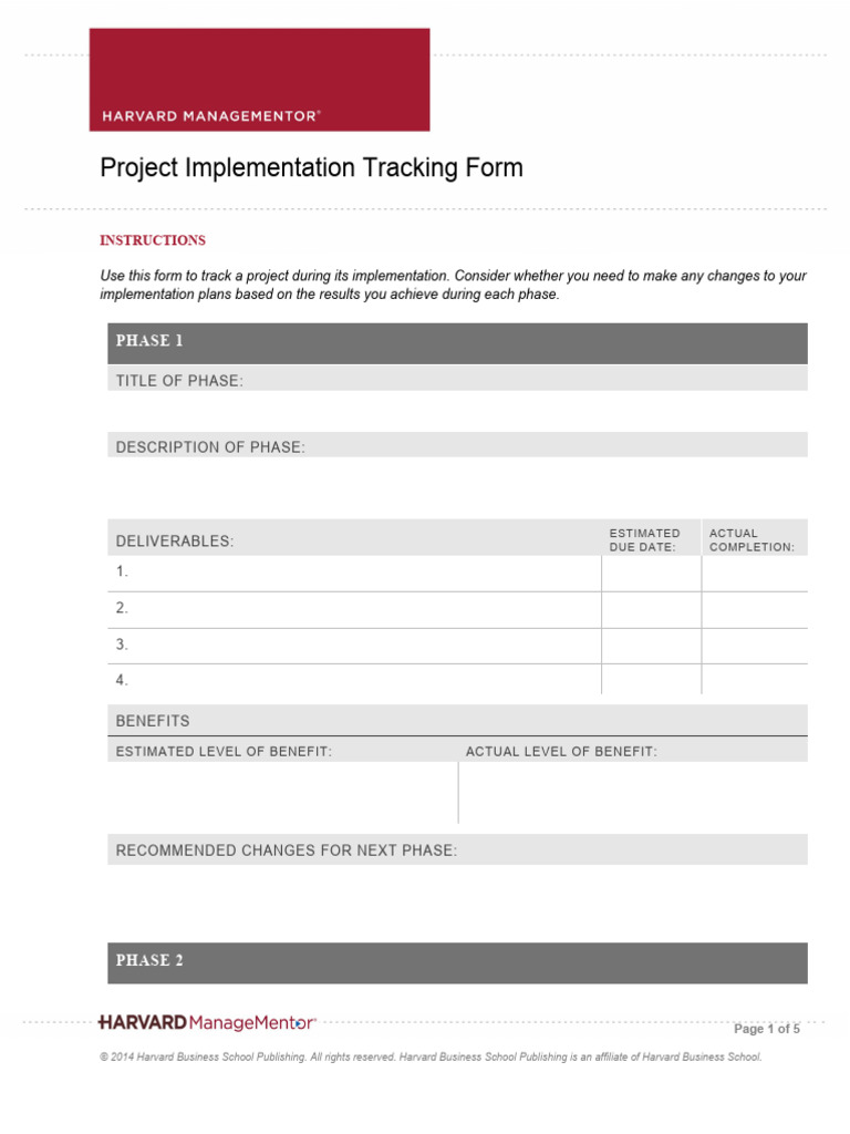 Project Implementation Tracking Form | PDF
