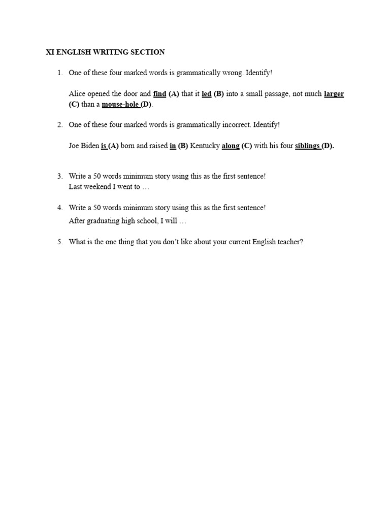 Xi English Writing Section | PDF | Language Arts & Discipline