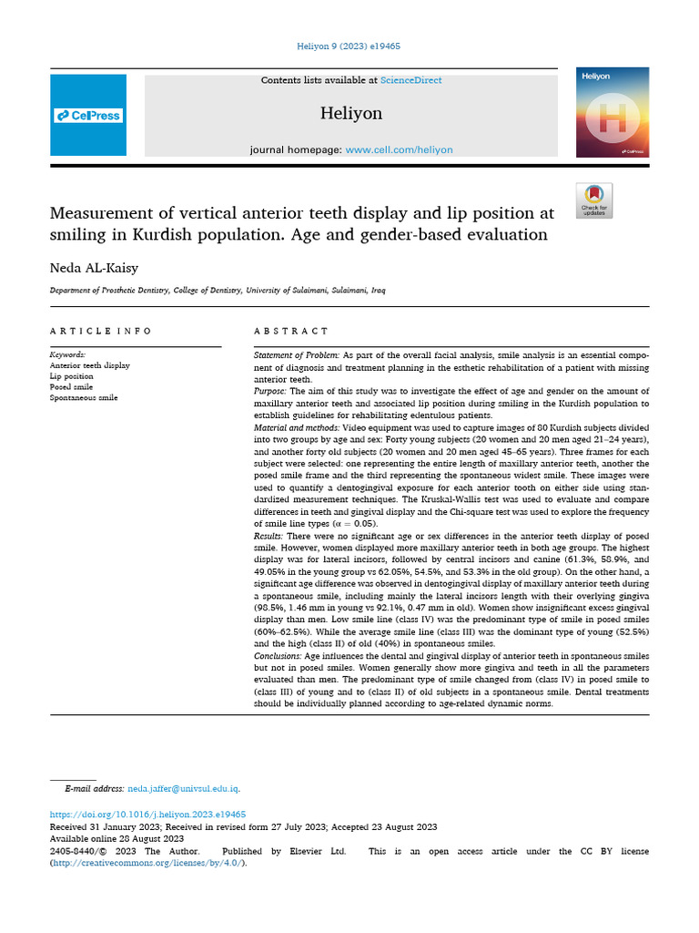 Medición de La Visualización Vertical de Los Dientes Anteriores y La ...