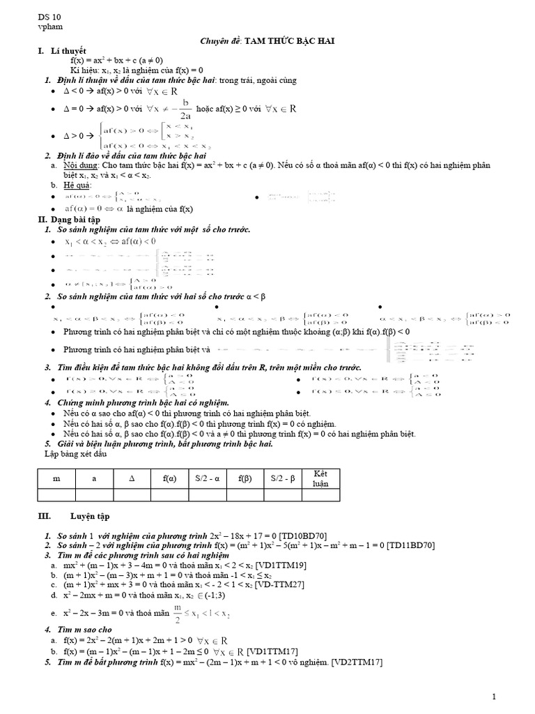 Tam Thuc Bac Hai | PDF