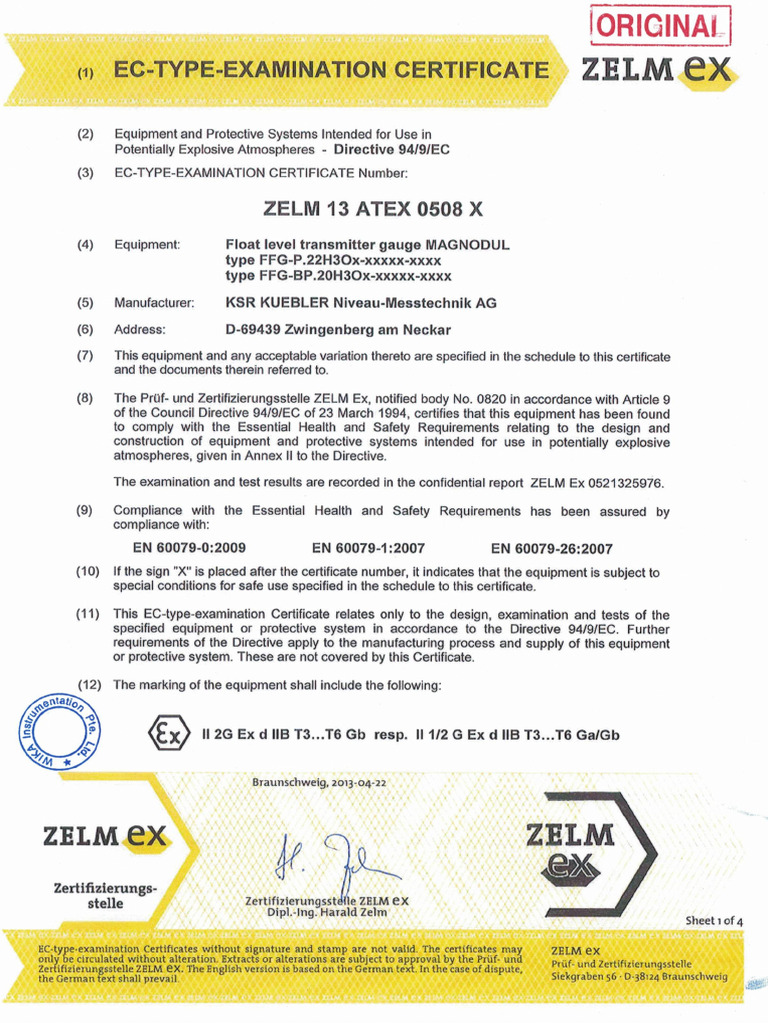 Zelm 13 Atex 0508X | PDF