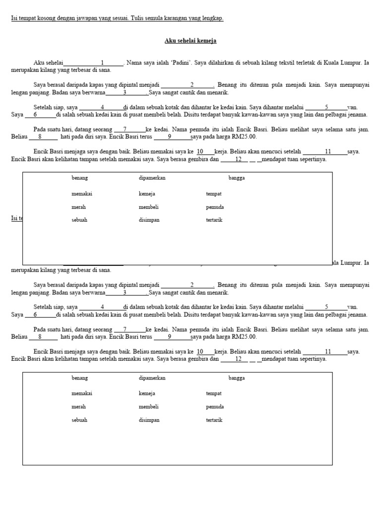 Aku Sebuah Kemeja | PDF