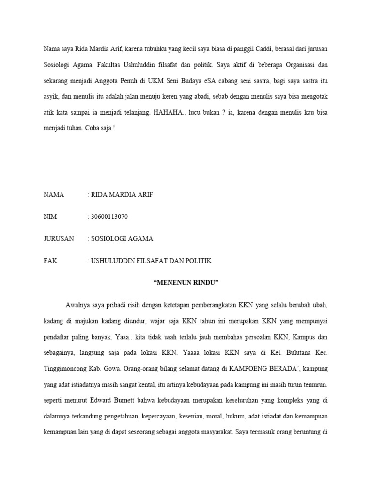 Nama Saya Rida Mardia Arif | PDF