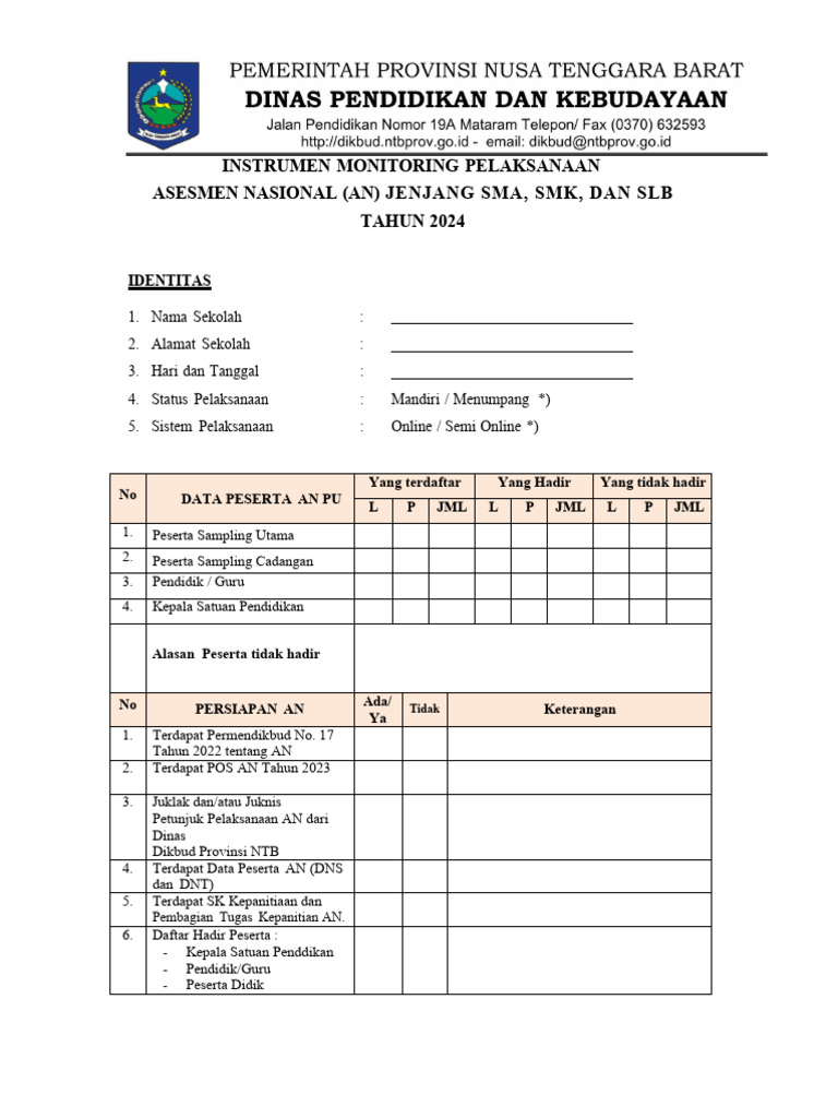 Instrumen - MONEV AN 2024 | PDF