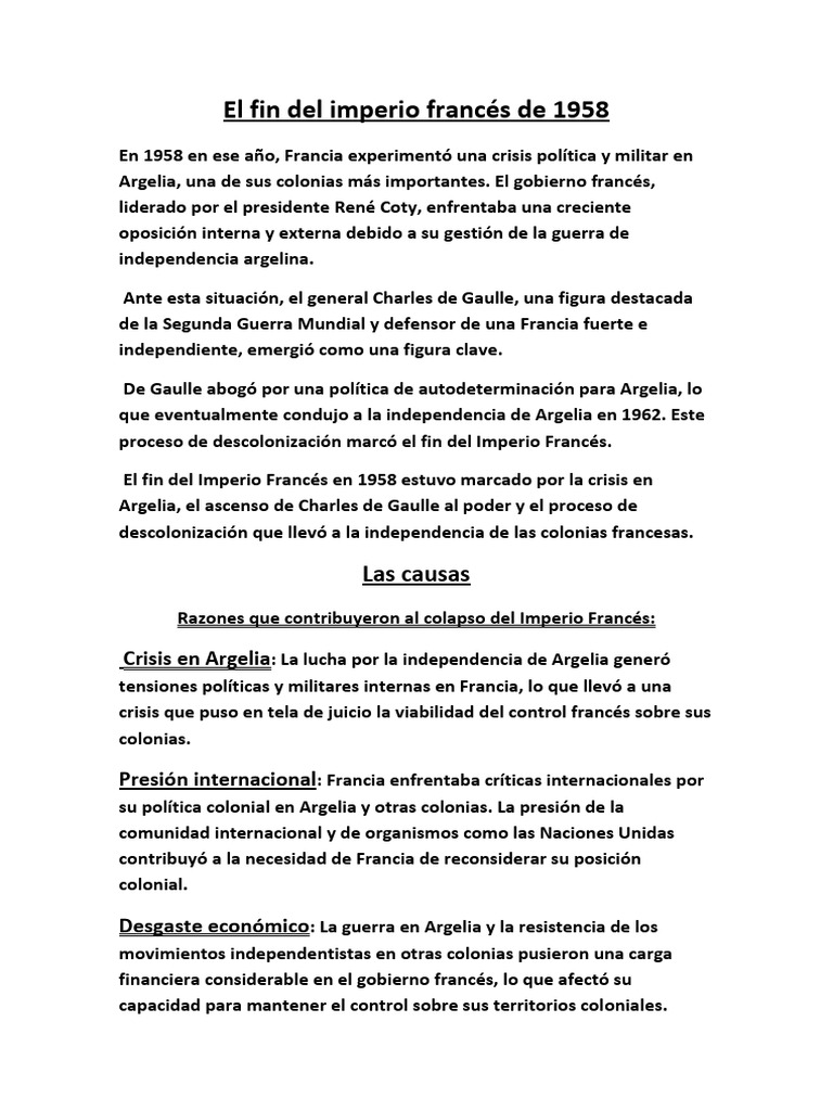El Fin Del Imperio Frances de 1958 de Liz | PDF | Descolonización ...