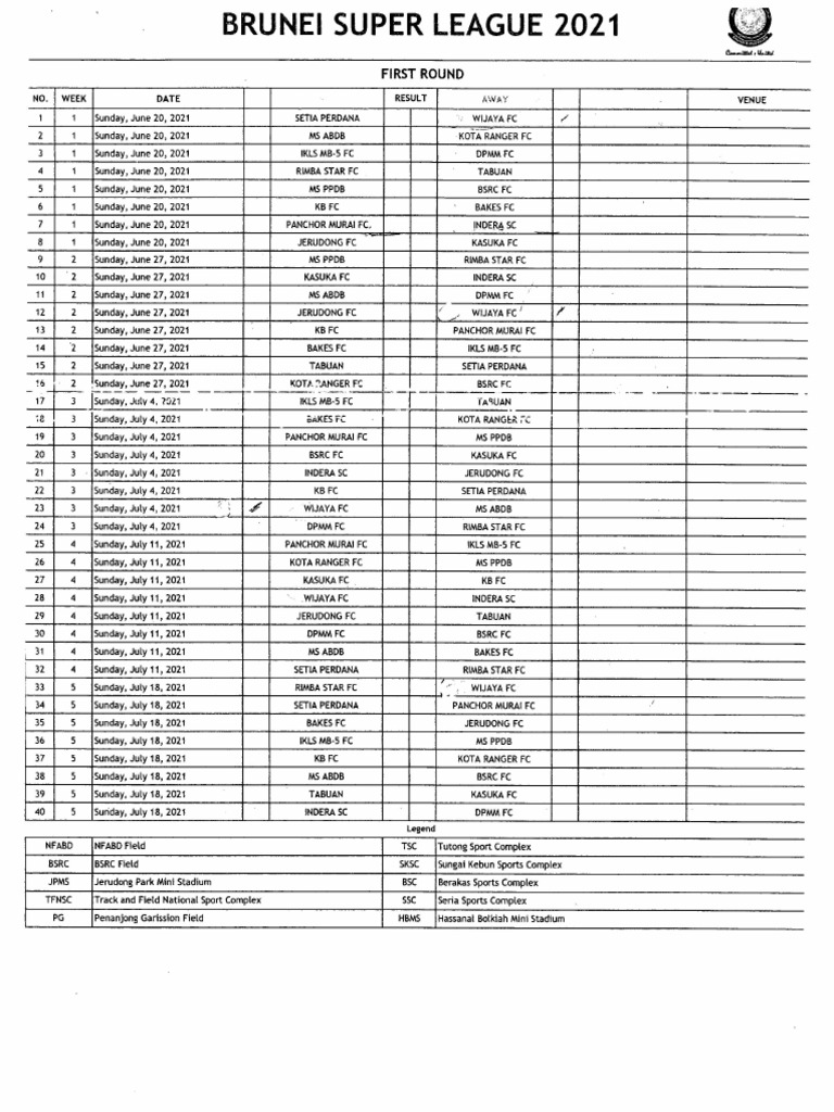 BSL 2021 Fixture | PDF