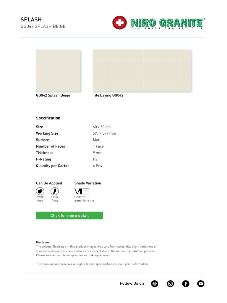 GG042 Splash Beige Tile Specs | PDF
