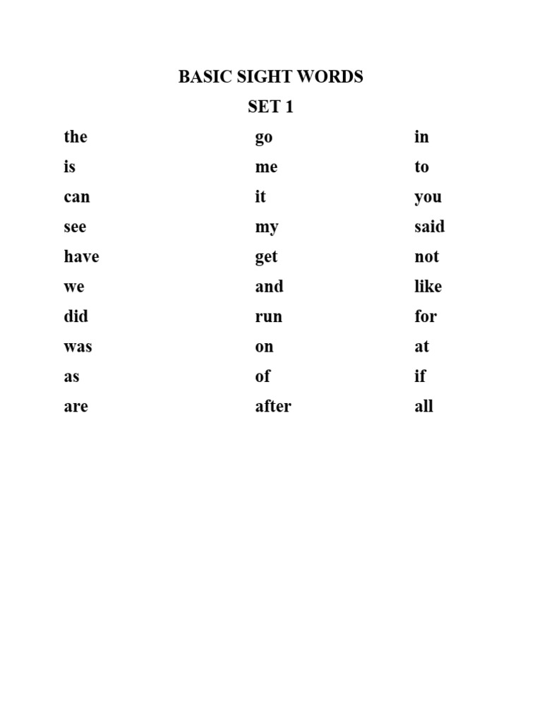 Early Reader Sight Words | PDF
