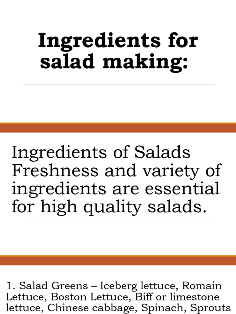 Essential Salad Ingredients Guide | PDF | Salad | Mayonnaise