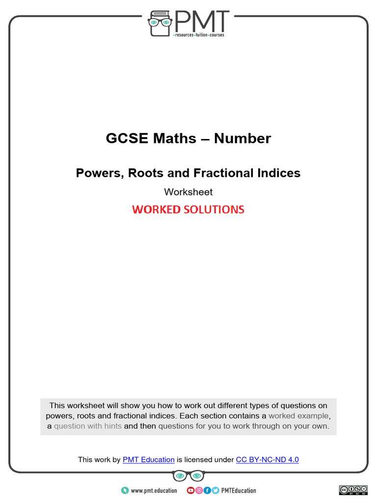 GCSE Maths Powers & Indices Worksheet | PDF | Mathematical Concepts | Algebra