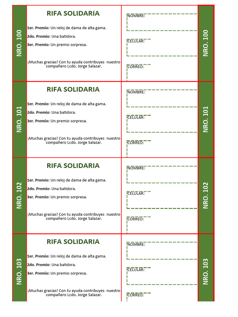 Rifa Solidaria: Premios y Participación | PDF | Deportes y actividades ...
